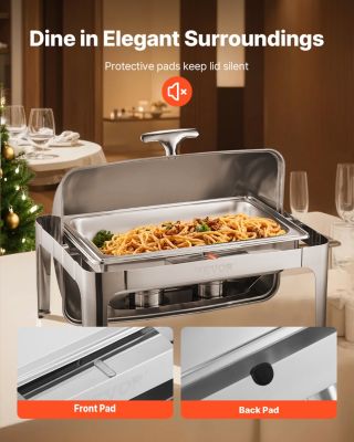 VEVOR Chauffe-plat rectangulaire 8.5L, inox. Couvercle rabattable, bac ...