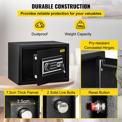 VEVOR Coffre-fort biométrique 22,6L, empreintes combi clés, acier anti ...