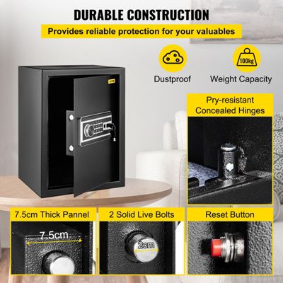 VEVOR Coffre-fort biométrique 60L, empreintes combi clés, acier anti ...