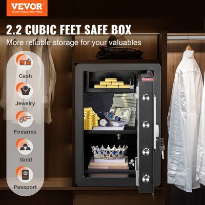 VEVOR Coffre-fort biométrique 62L, empreintes mot de passe clés, acier ...