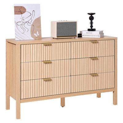 VEVOR Commode 6 tiroirs cannelés, bois, coulissant, anti-basculement ...
