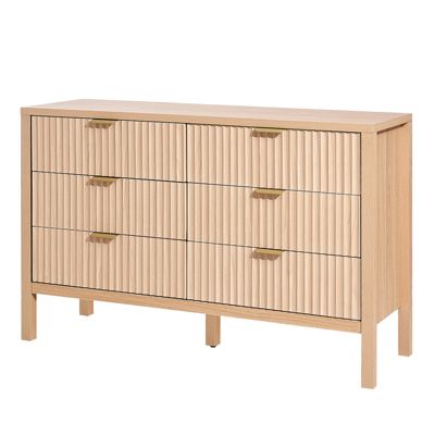 VEVOR Commode 6 tiroirs cannelés, bois, coulissant, anti-basculement ...