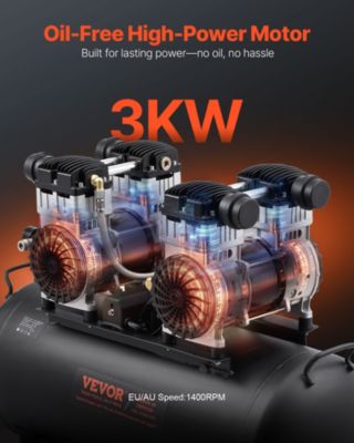 VEVOR Compresseur air sans huile réservoir acier 75L 2,65 kW, 14,6 CFM ...