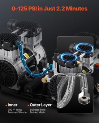 VEVOR Compresseur air sans huile réservoir acier 75L 2,65 kW, 14,6 CFM ...