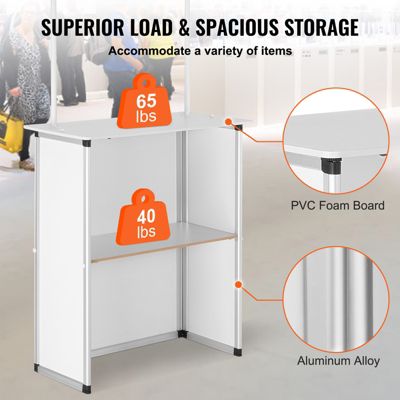 VEVOR Comptoir de stand portable 785x380x1815 mm avec support et sac de ...