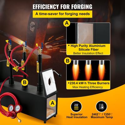 VEVOR Forge à Gaz Propane 15 L, Four de Fusion Portable avec 3 Brûleurs ...
