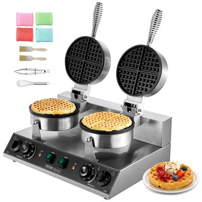 VEVOR Gaufrier commercial 2460W, appareil gaufre ronde double tête ...