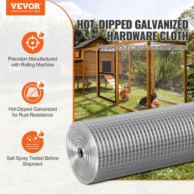 VEVOR Grillage métallique soudé galvanisé 1.22x15.24m, maille 12.7x12 ...