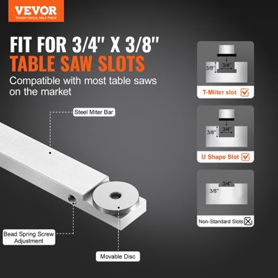 VEVOR Jauge onglets précision, fente 19x9,5 mm. Alliage alu, grille 24 ...
