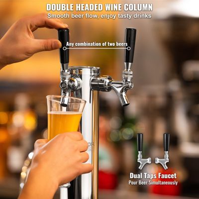 VEVOR Kit colonne bière pression double robinet, inox, tubes pré ...