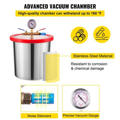 VEVOR Kit pompe à vide 85 L min avec chambre à vide 12L, dégazage ...