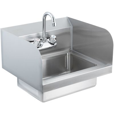 VEVOR Lave-mains mural/encastrable 432x381x330 mm, inox, robinet ...