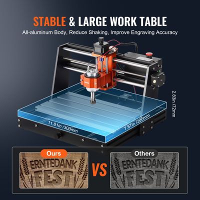 VEVOR Machine gravure CNC 120W, zone travail 300x200x72mm, contrôle ...