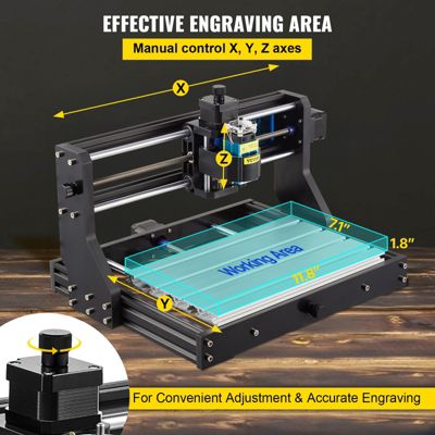 VEVOR Machine gravure laser CNC 3018, 500mW. Zone travail 30x18x4.5cm ...