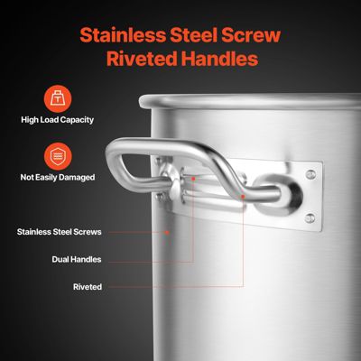 VEVOR Marmite acier inox 79.5L, panier, couvercle, poignée, qualité ...