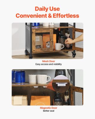 VEVOR Meuble bar café 61x36x70.5cm, 4 niveaux, mobile, roulettes, porte ...