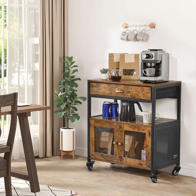 VEVOR Meuble bar café 61x36x70.5cm, 4 niveaux, mobile, roulettes, porte ...