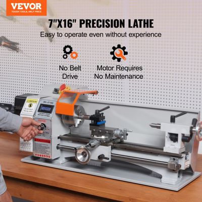 VEVOR Mini tour à métaux de précision 17,8x40,6 cm, 800W 150-2500 tr ...