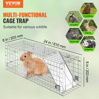 VEVOR Piège animaux vivants 610x203x203 mm, fil galvanisé. Pour chats ...