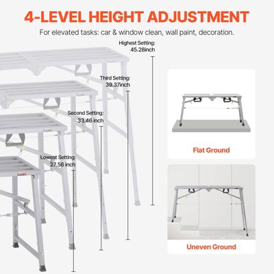 VEVOR Plateforme travail échafaudage pliant, hauteurs 700-1150 mm ...