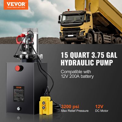 VEVOR Pompe hydraulique DC 12V 14L double effet, débit 3.44 L/min ...