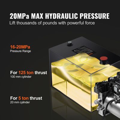 VEVOR Pompe hydraulique DC 12V 14L double effet, débit 3.44 L/min ...