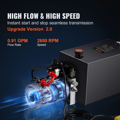 VEVOR Pompe hydraulique DC 12V 14L double effet, débit 3.44 L/min ...