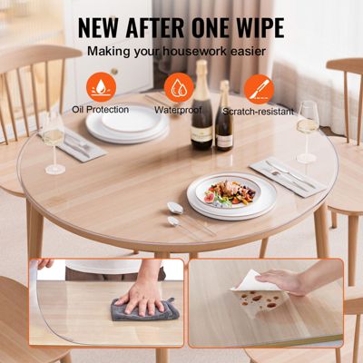 VEVOR Protection table PVC transparent, 42x42", 2mm, ronde, résistant ...