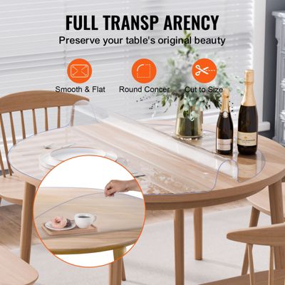 VEVOR Protection table PVC transparent, 42x42", 2mm, ronde, résistant ...