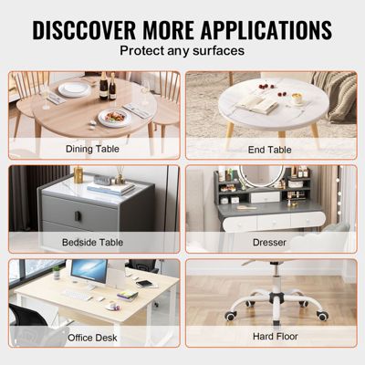 VEVOR Protection table PVC transparent, 42x42", 2mm, ronde, résistant ...