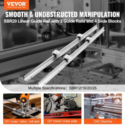 VEVOR Rails linéaires SBR20 1200mm (2pcs) + 4 blocs SBR20UU, kit pour ...