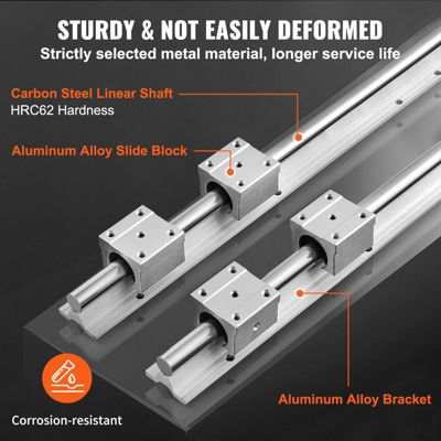 VEVOR Rails linéaires SBR20 1200mm (2pcs) + 4 blocs SBR20UU, kit pour ...
