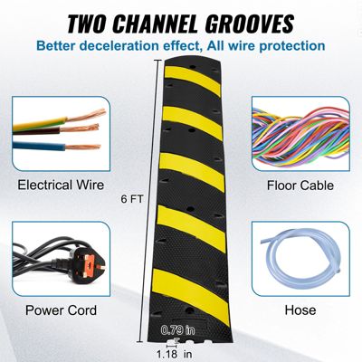 VEVOR Rampe câble 2 canaux, caoutchouc. Charge 10000kg, 4 vis + foret ...