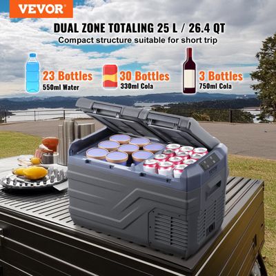 VEVOR Refrigerateur portable 25L a compression double zone -20C a 20C