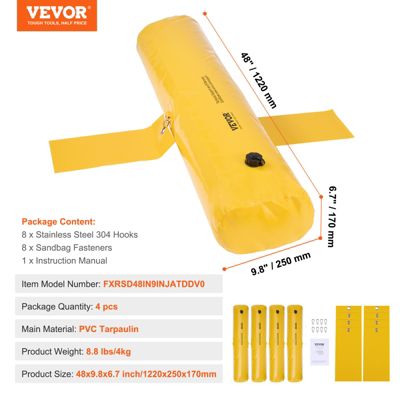 VEVOR Sac anti-inondation, 4 pièces, portable. 122x25x17 cm, pour ...