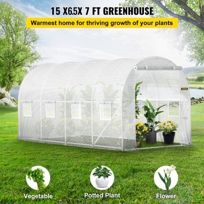 VEVOR Serre tunnel jardin 4,6x2,1x2,1 m, cadre acier galvanisé, 1 porte ...