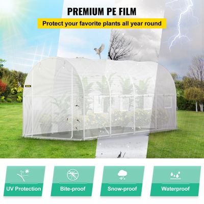 VEVOR Serre tunnel jardin 4,6x2,1x2,1 m, cadre acier galvanisé, 1 porte ...