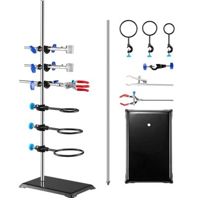 VEVOR Support laboratoire, tige 60 cm, base fonte 21x13,5 cm. Pinces ...