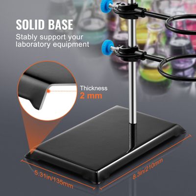 VEVOR Support laboratoire, tige 60 cm, base fonte 21x13,5 cm. Pinces ...