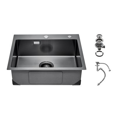 VEVOR Évier cuisine 55 cm acier inox 304 montage par le haut, cuve ...
