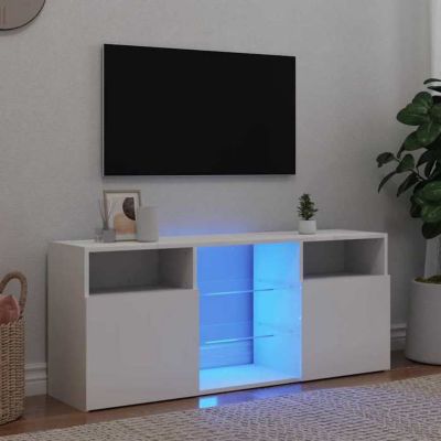 vidaXL Meuble TV avec Lumières LED, Armoire de Télévision, Meuble Télé de Salon, Armoire Basse ...