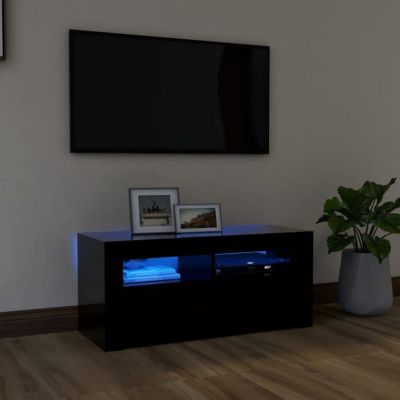 vidaXL Meuble TV avec Lumières LED, Armoire de Télévision, Meuble Télé de Salon, Armoire Basse ...