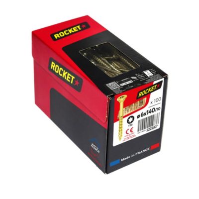Vis à bois Rocket tête fraisée 6x 140mm- 100 pièces