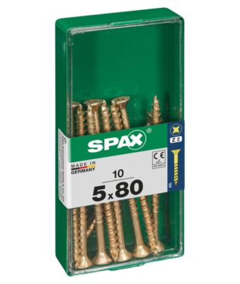 Vis à bois Spax torx pz jaune 5x80 mm - 10 pièces | Castorama