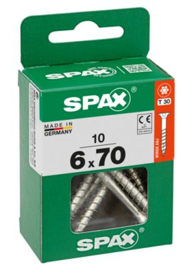Vis à bois tête fraisé torx Wirox Spax 6x70mm - 10 pièces | Castorama