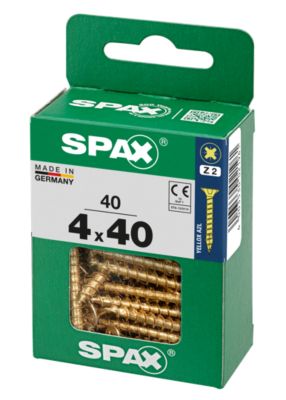 Vis à bois tête fraisée plate Spax PZ 4X40 jaune - 40 pièces