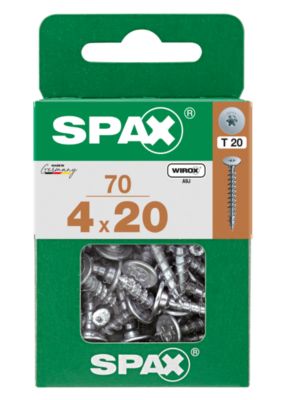 Vis à bois tête large torx Wirox Spax 4x20mm - 70 pièces