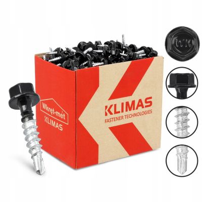 Vis de toiture Klimas WFD pour tôle trapézoïdale sur bois RAL 9005 Noir ...