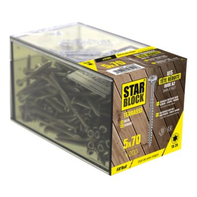 Vis pour terrasse inox A2 5 x 70, 200 pièces