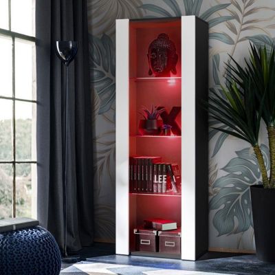 Vitrine au sol Armoire Komodee TIVOLI - LED RVB - Blanc et Noir - Mat ...